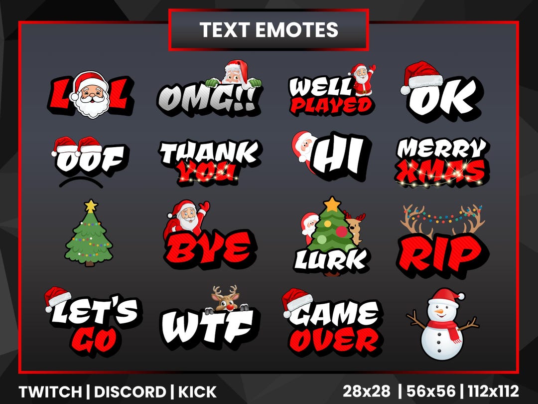 16 Emotes de Texto de Natal Twitch Discord Emotes de Chute Emotes ...