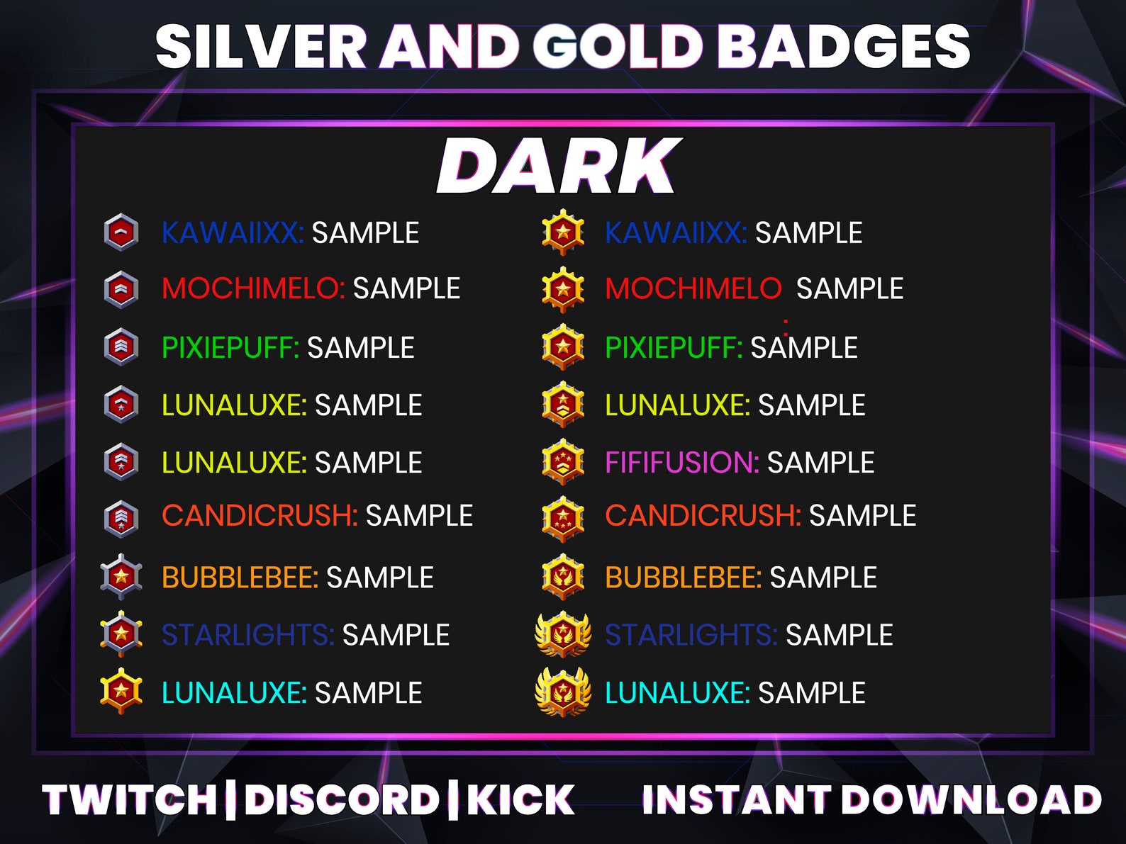 Streamer Sub & Bit Badges | Custom Silver and Gold Medal Designs for ...