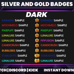 Streamer Sub & Bit Badges | Custom Silver and Gold Medal Designs for ...