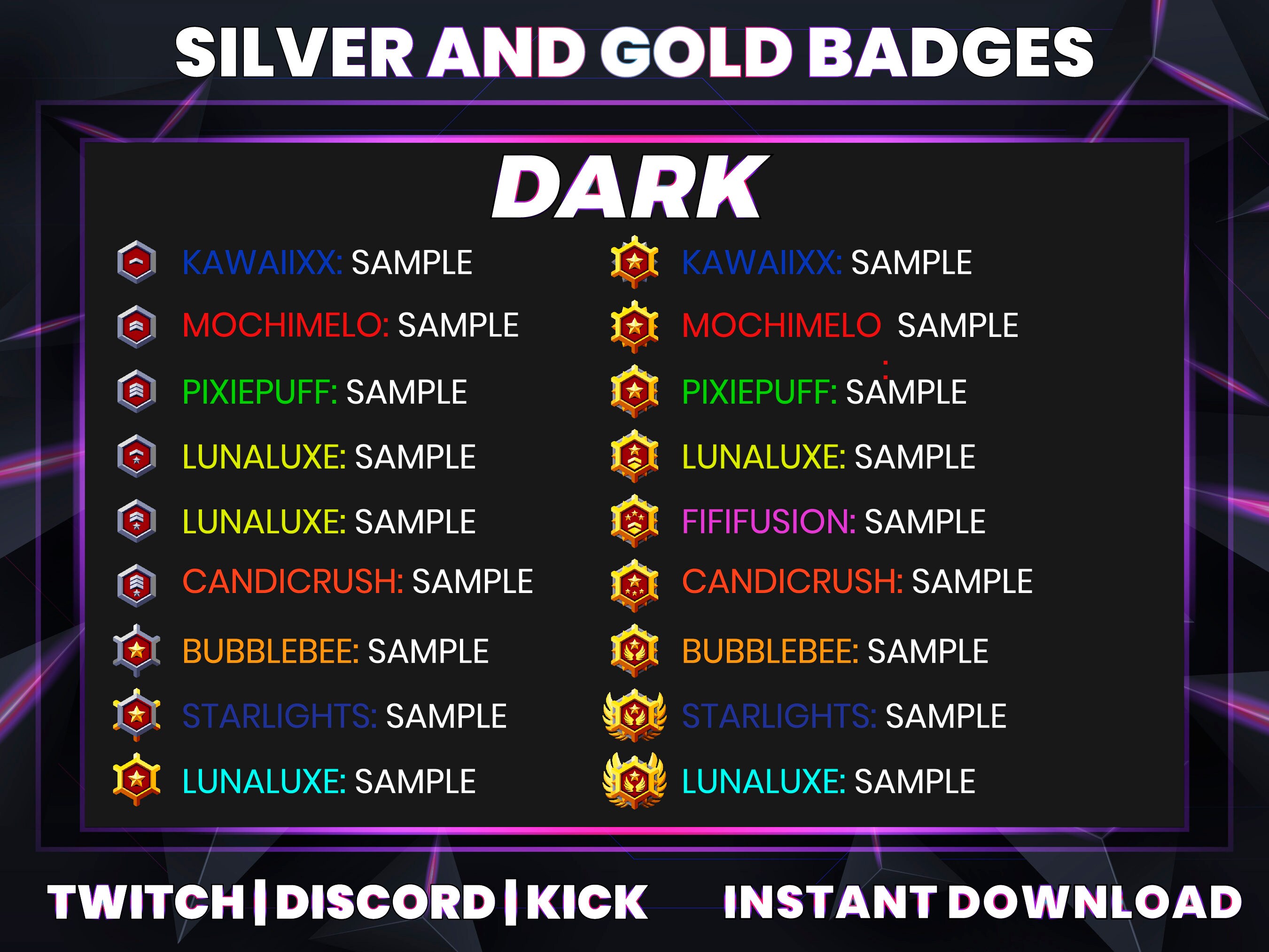 Streamer Sub & Bit Badges | Custom Silver and Gold Medal Designs for ...