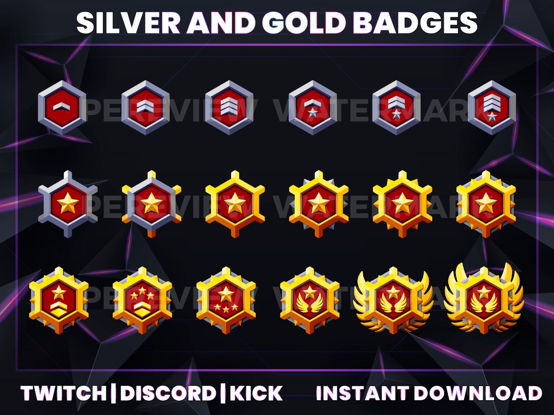 Streamer Sub & Bit Badges | Custom Silver and Gold Medal Designs for ...