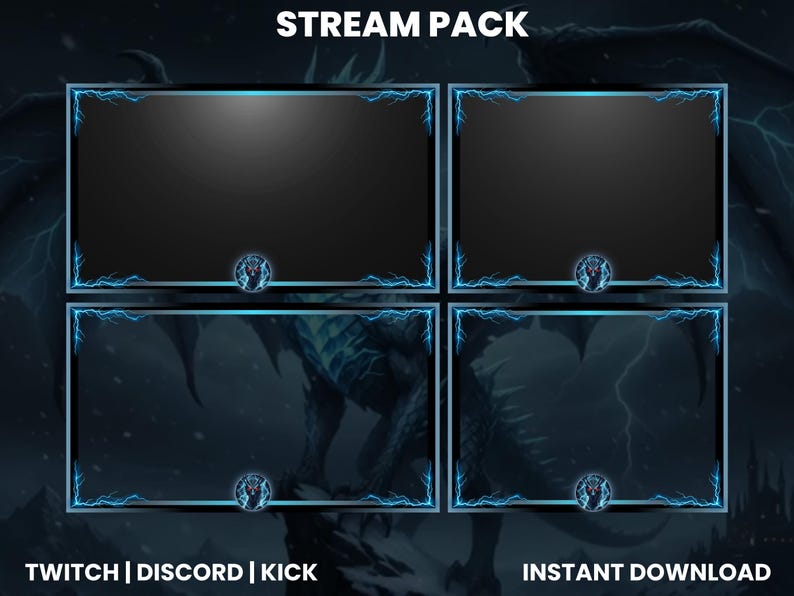 Frost Dragon Stream Pack | Animated Twitch Overlay, OBS, Streamlabs ...