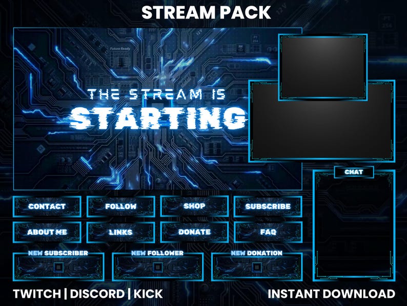 Animated Twitch Stream Pack | Circuit Technology Stream Pack | Twitch ...