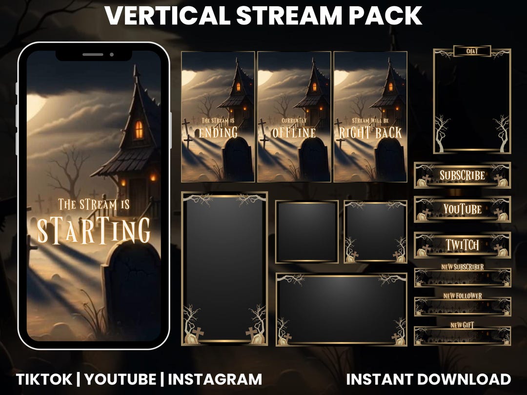 Haunted Church Vertical Stream Pack | Tiktok Twitch Youtube Overlays ...