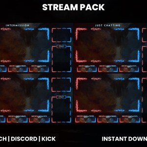 Ice & Fire Twitch Stream Pack Twitch Screen Overlays Animated Webcam ...
