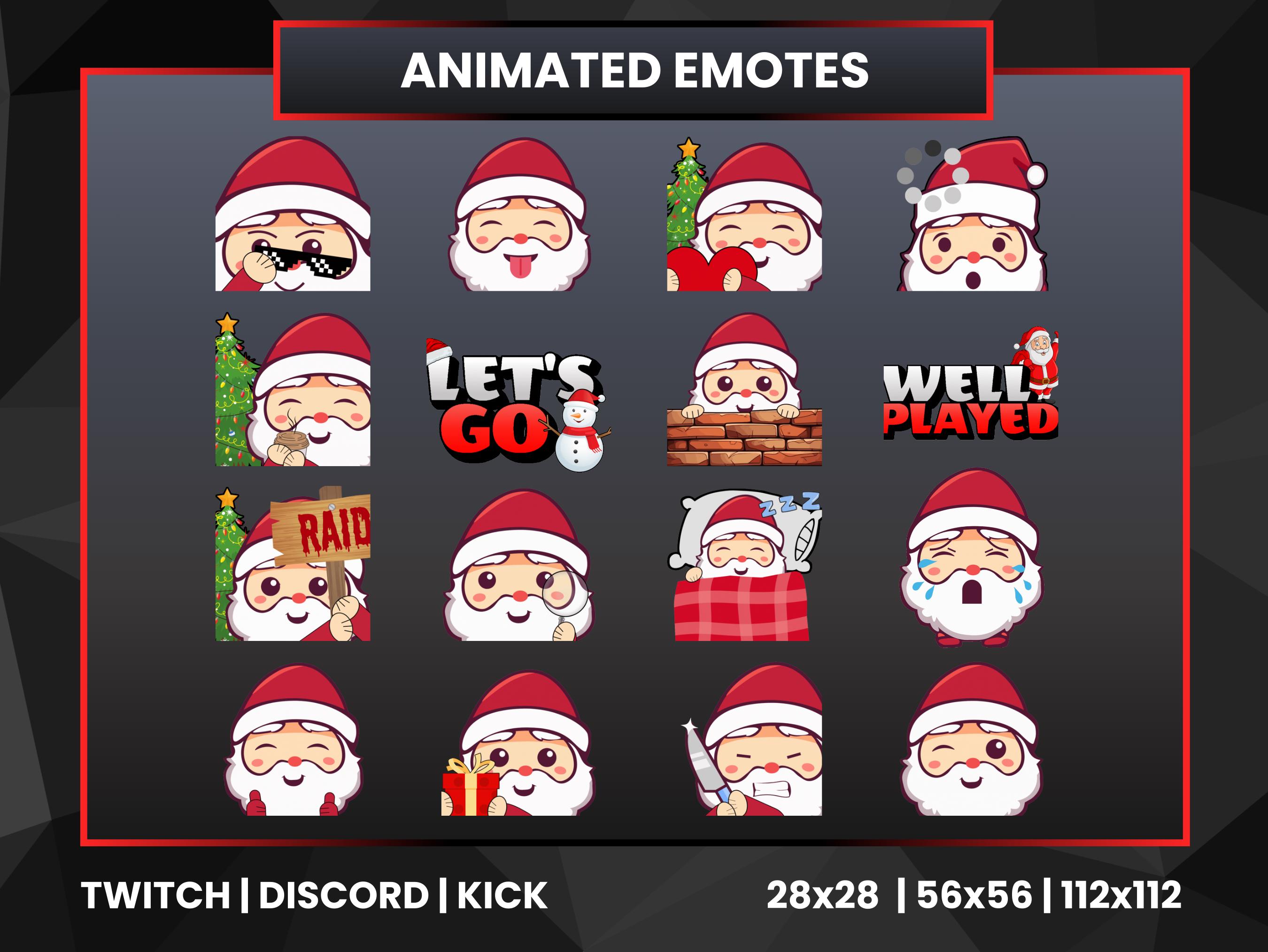 32 Santa Claus Animated Twitch Emotes | Christmas Themed Emote ...