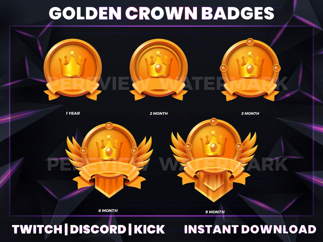 Crown Sub Badges, Twitch Badges, Twitch Sub Badges, Discord Badges ...