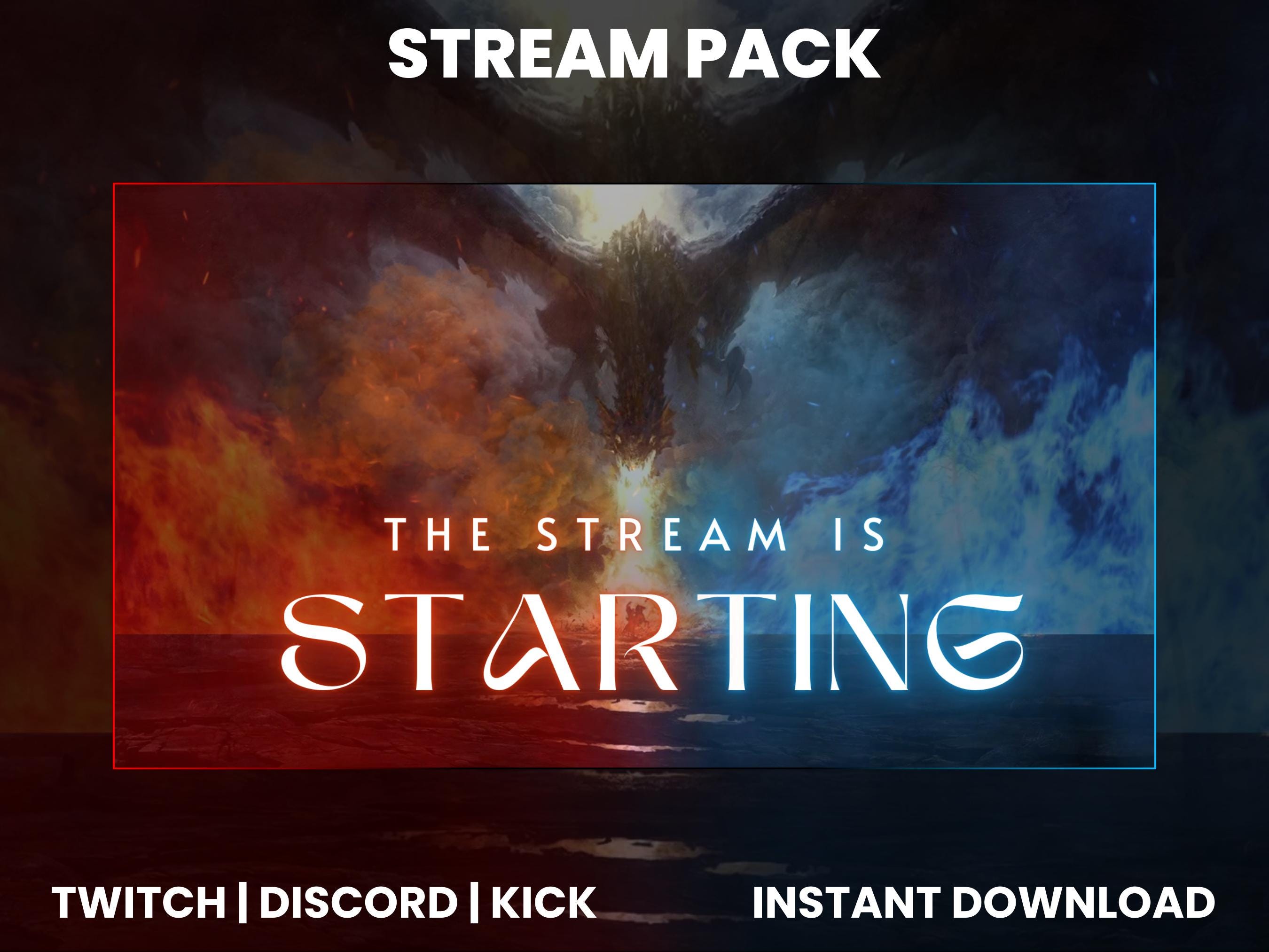 Ice & Fire Twitch Stream Pack Twitch Screen Overlays Animated Webcam ...