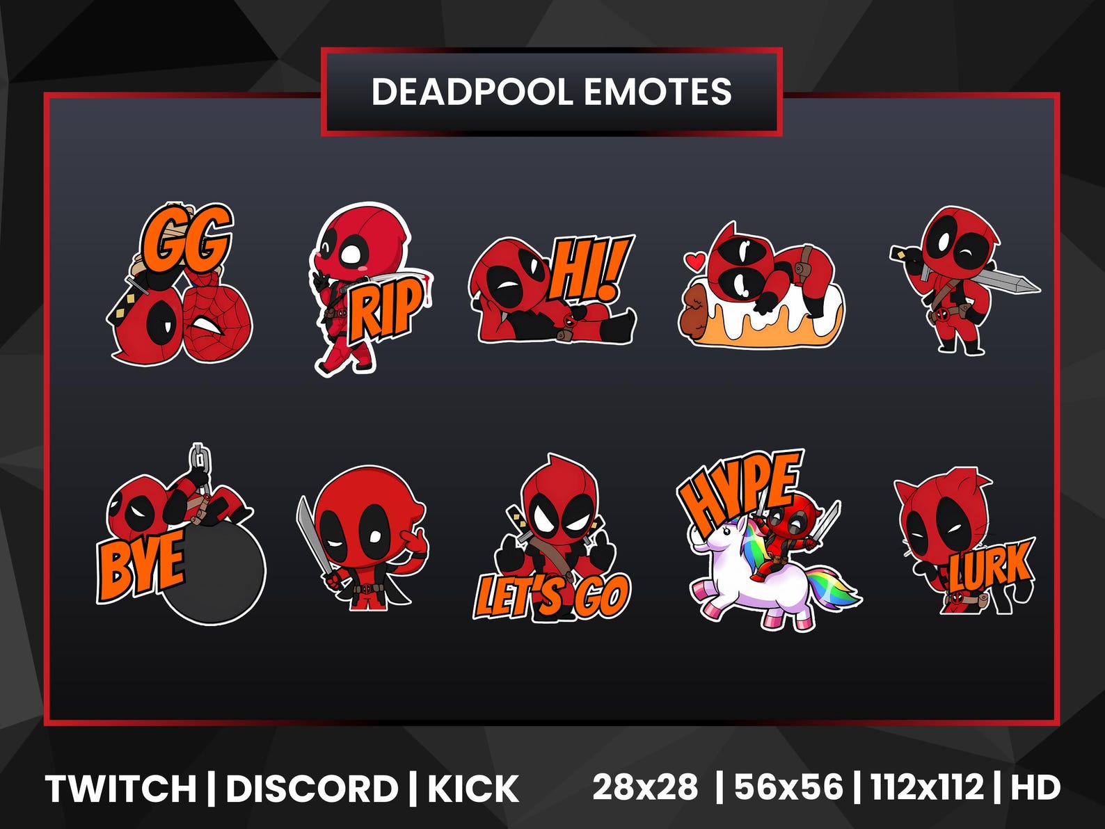 Twitch Emotes Deadpool Emotes Twitch Sub Badges Twitch Bit Badges ...