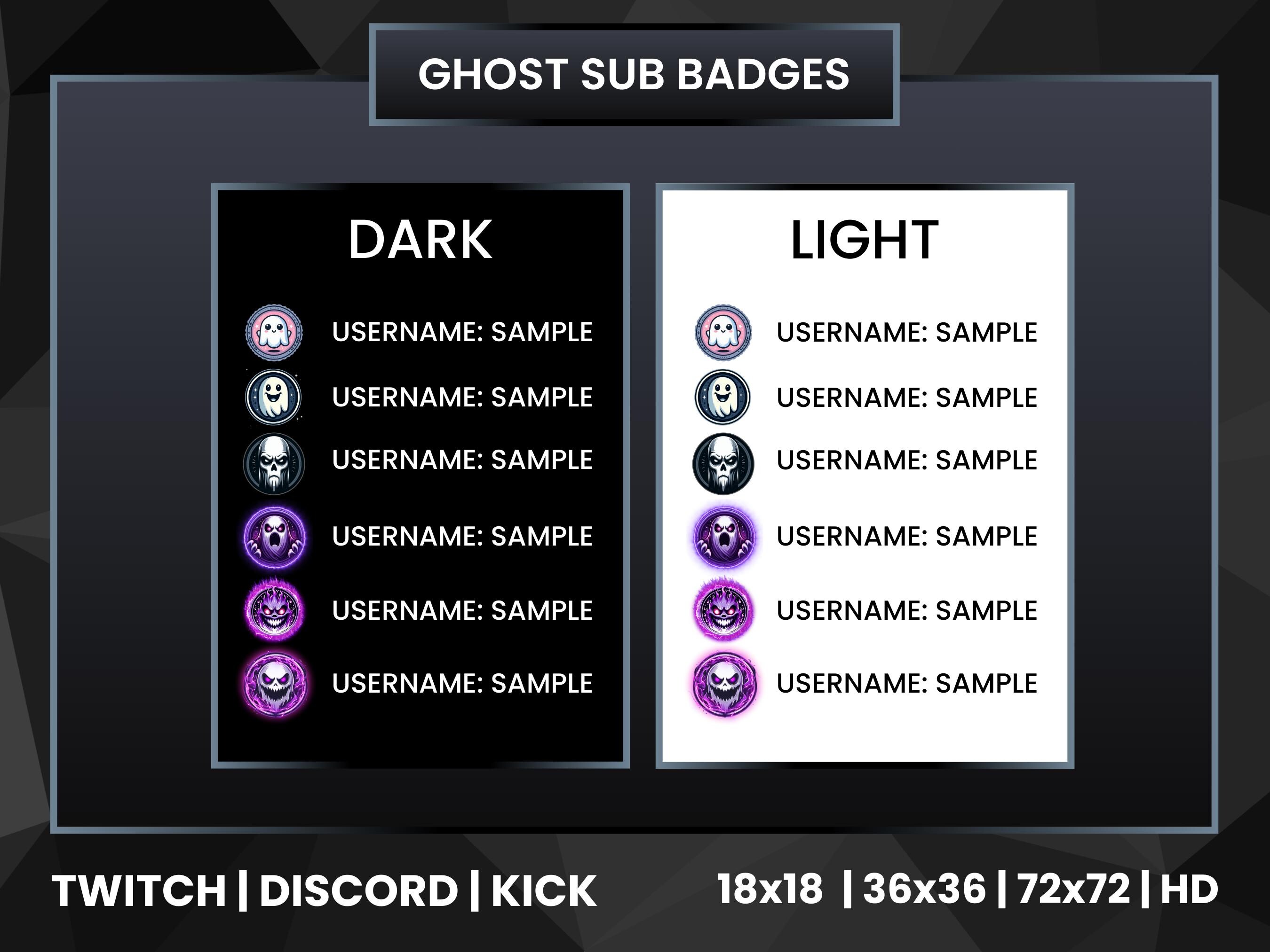 Ghost Twitch Sub Badges | Bit Badges Twitch | Pack of 6 Badges for ...