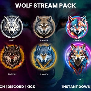 Wolf Twitch Stream Pack With Animated Screens, Panels, Sub Badges, and ...