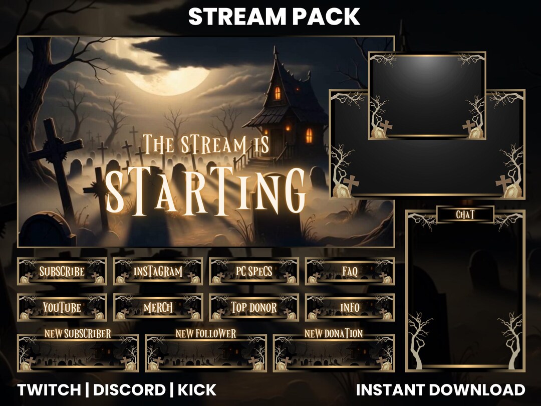 Graveyard Stream Pack | Animated Twitch Overlay, OBS, Streamlabs ...