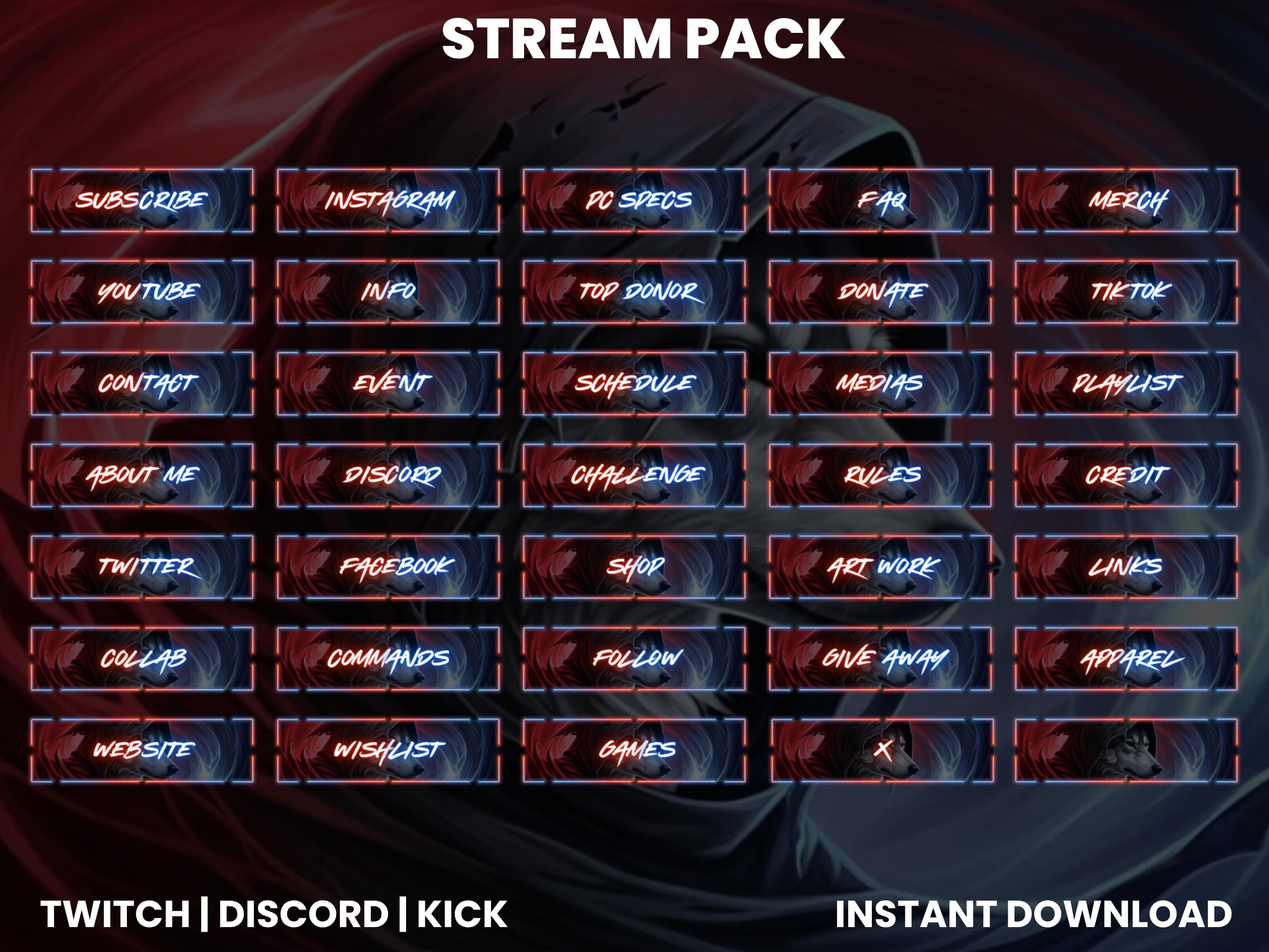 Cyber Wolf Stream Pack | Animated Twitch Overlay, OBS, Streamlabs ...