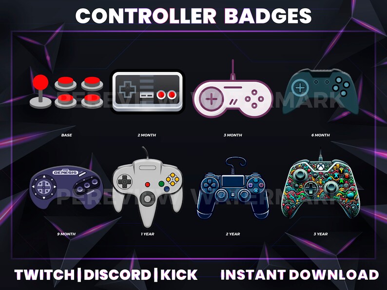 Joystick Controller Twitch Badges Twitch Sub Badges Twitch Bit Badges ...