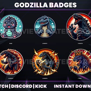 Godzilla Sub Badges Twitch Sub Badges Discord Badges Twitch Bit Badges ...