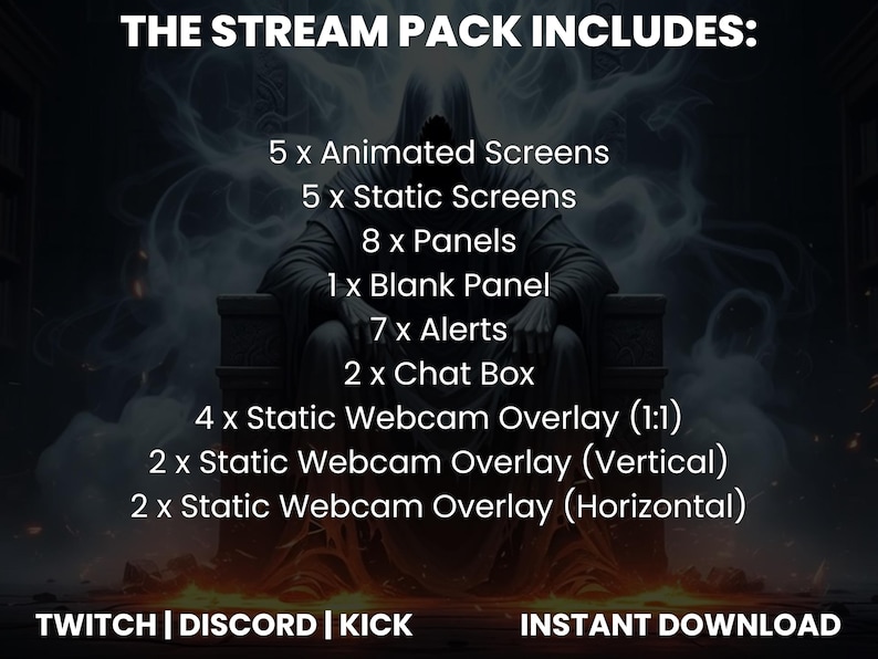 Dark Reaper Vertical Stream Pack | Fire Twitch Overlay | Tiktok Youtube ...