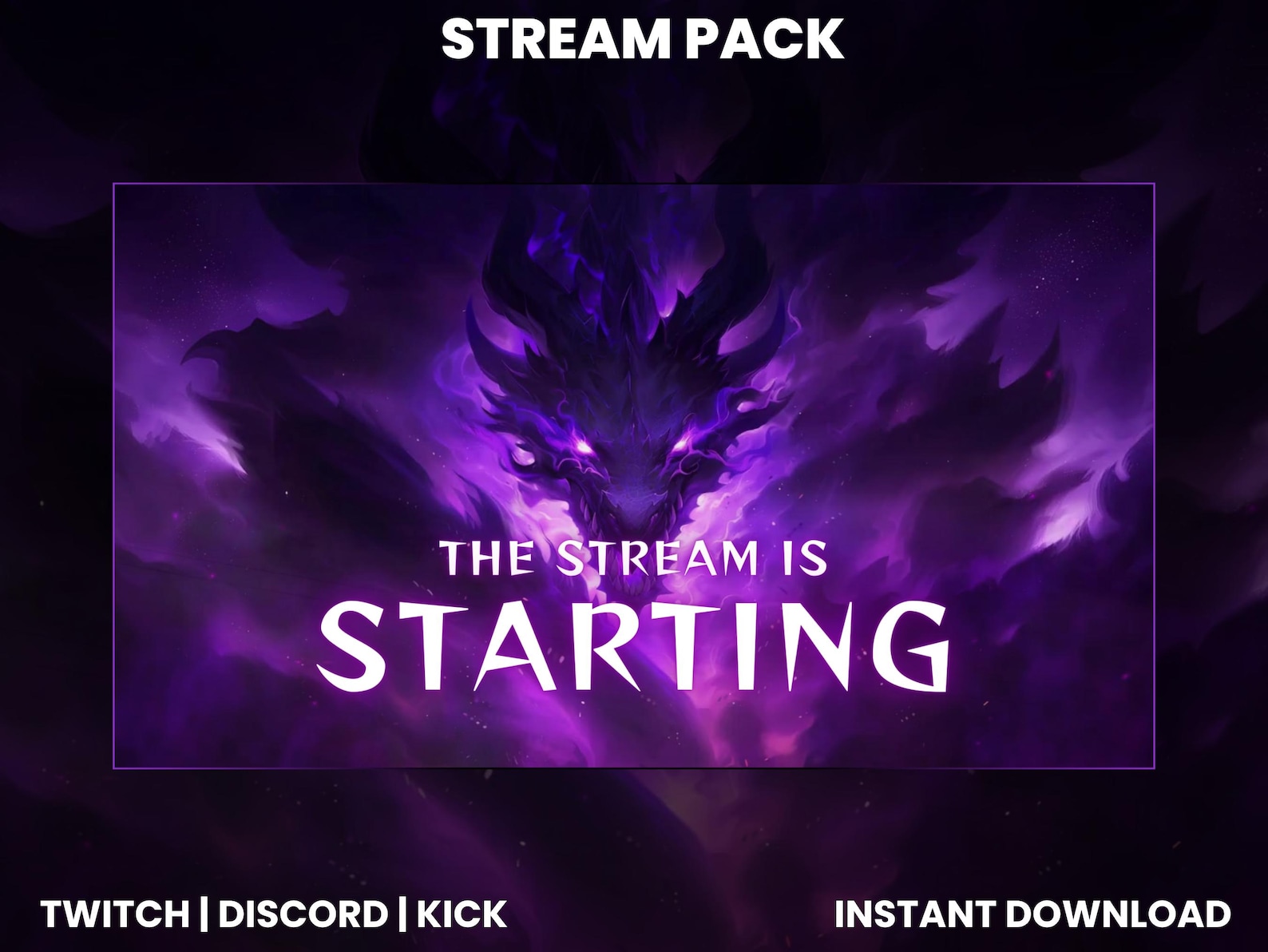 Dragon Twitch Stream Pack | Twitch Screen Overlays | Animated Webcam ...