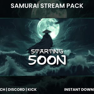 Samurai Moonlight Twitch Stream Pack | Twitch Screen Overlays ...