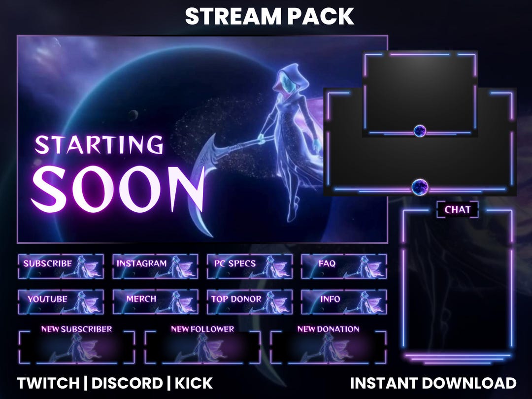 Twitch Stream Pack Animated & Static Overlays | OBS Streamlabs Kick ...