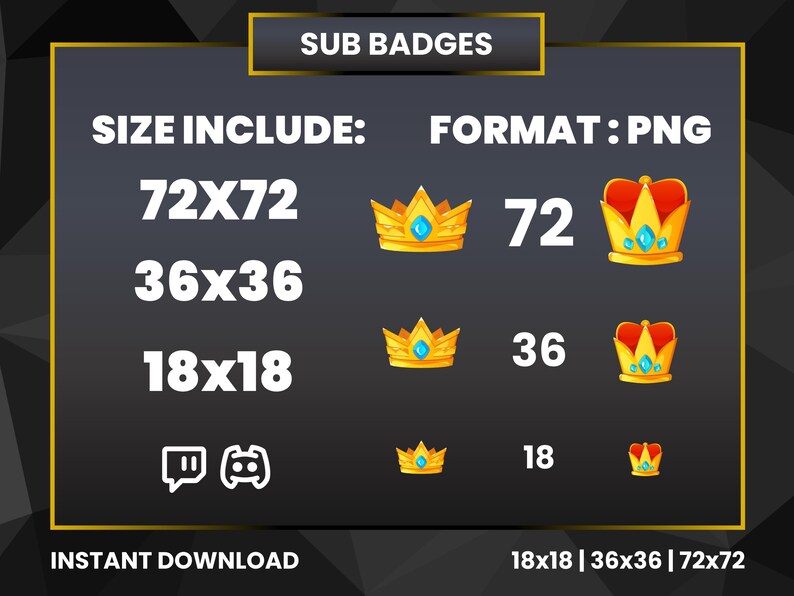 Crown Twitch Sub Badges | Bit Badges Twitch | Crown Sub Badges | Crown ...