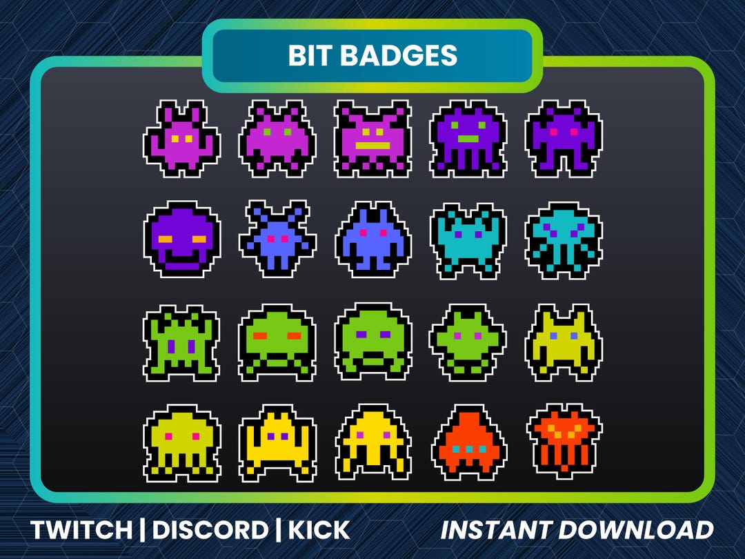 Twitch Bit Badges | Twitch Sub Badges | Pixel Bit Badges | Cute Bit ...