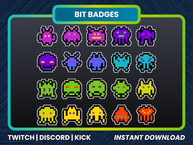 Twitch Bit Badges | Twitch Sub Badges | Pixel Bit Badges | Cute Bit ...