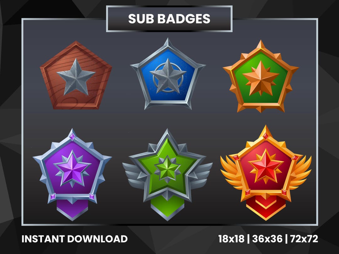 Twitch Sub Badges | Bit Badges Twitch | Medal Rank Badges | Game Rank ...