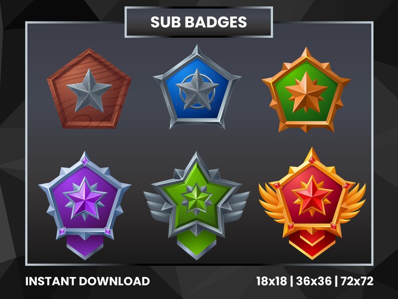 Twitch Sub Badges | Bit Badges Twitch | Medal Rank Badges | Game Rank ...