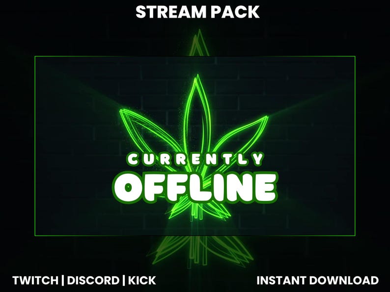 Weed Leaf Twitch Stream Pack | Twitch Screen Overlay | Animated Screens ...