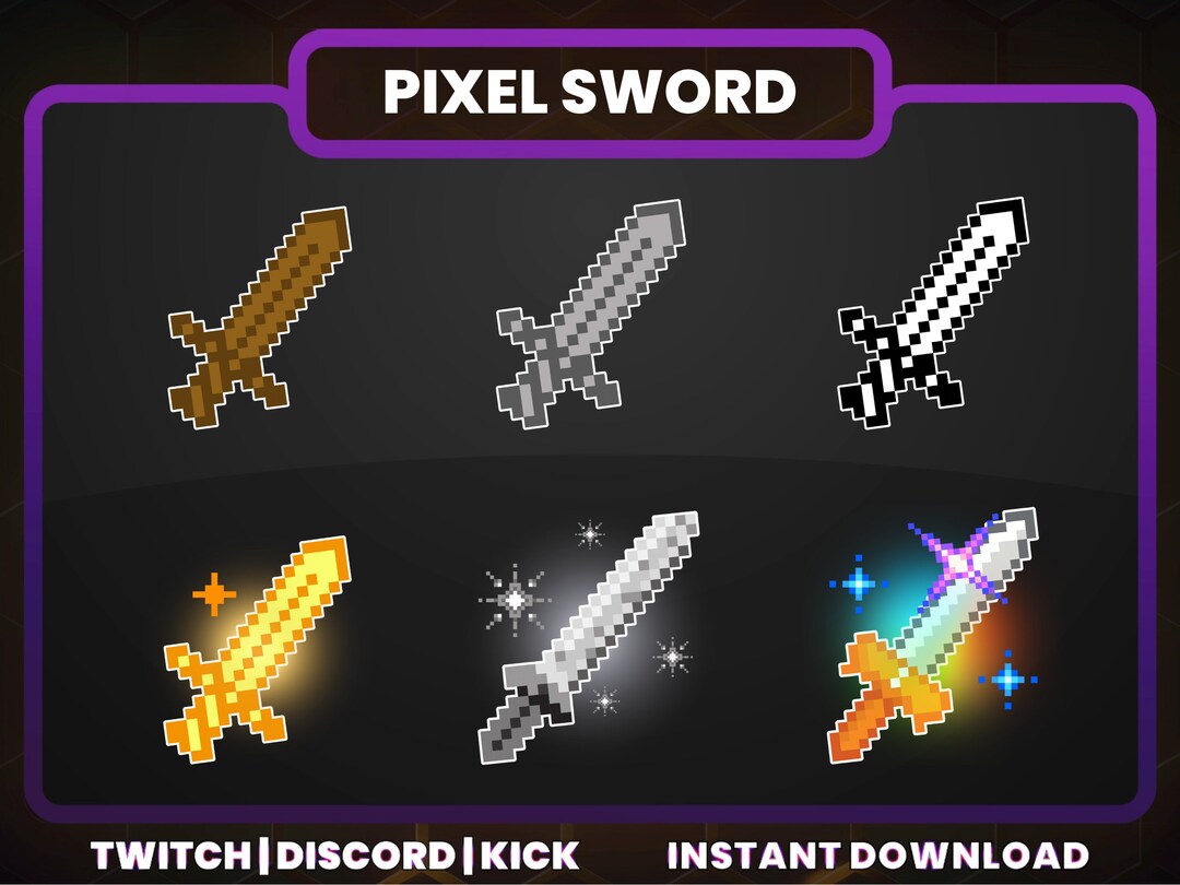 Pixel Sword Twitch Sub Badges Sword Twitch Bit Badges Cute Sub Badges 8 ...