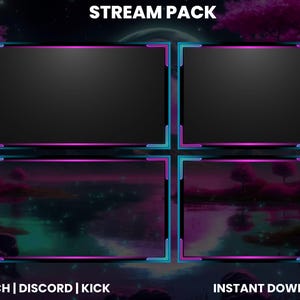 Moonlight Twitch Stream Pack With Animated Screens, Webcam Overlay ...