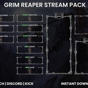 Grim Reaper Twitch Stream Pack | Animated Screens | Webcam Overlay ...