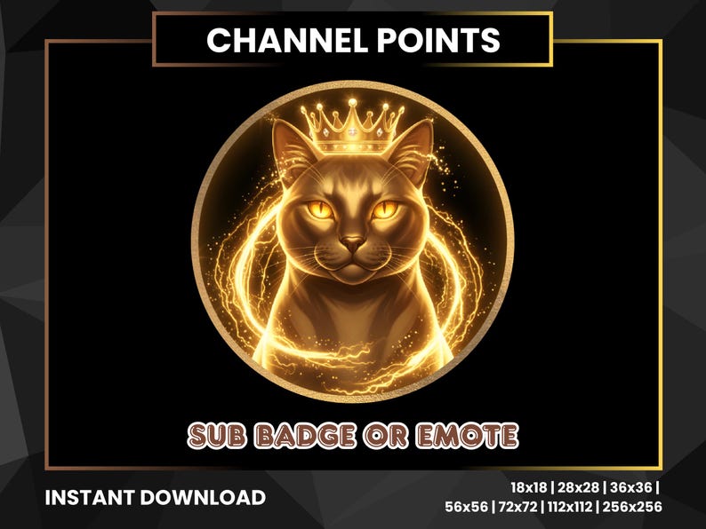 Golden Cat Twitch Emote, Crowned Cat Channel Points, Majestic Cat Sub ...
