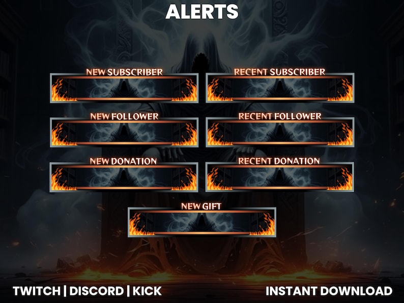 Dark Reaper Vertical Stream Pack | Fire Twitch Overlay | Tiktok Youtube ...