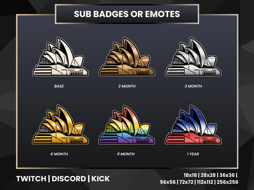 Sydney Opera House Twitch Sub Badges | Landmark Subscriber Badge Set ...