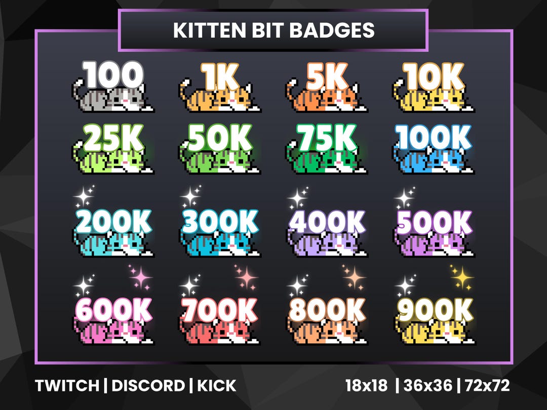 Neon Kitten Twitch Sub Badges, Follower Emotes, Founders Bit Badges ...