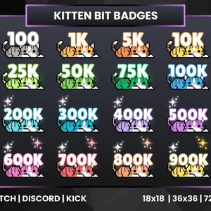 Neon Kitten Twitch Sub Badges, Follower Emotes, Founders Bit Badges ...