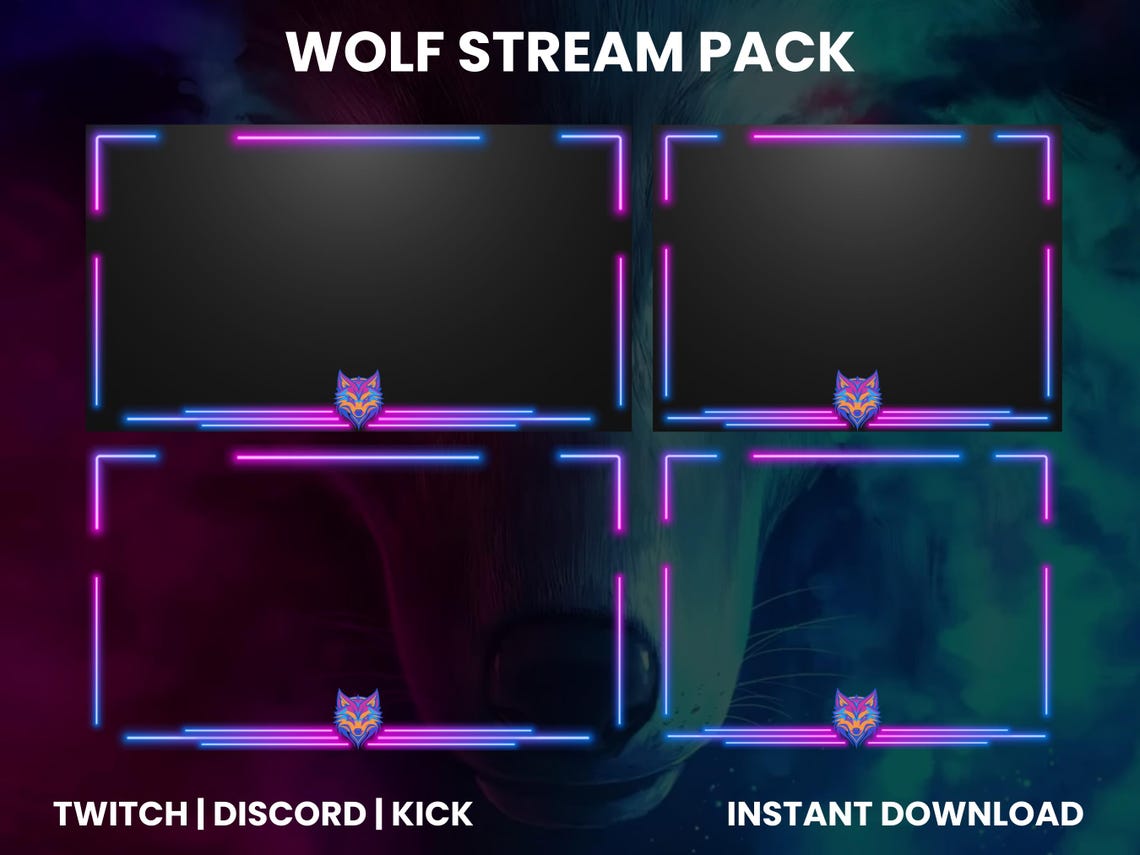 Wolf Twitch Stream Pack With Animated Screens, Panels, Sub Badges, and ...