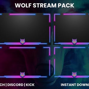Wolf Twitch Stream Pack With Animated Screens, Panels, Sub Badges, and ...