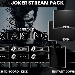 Joker Twitch Stream Pack | Twitch Screen Overlays | Animated Webcam ...