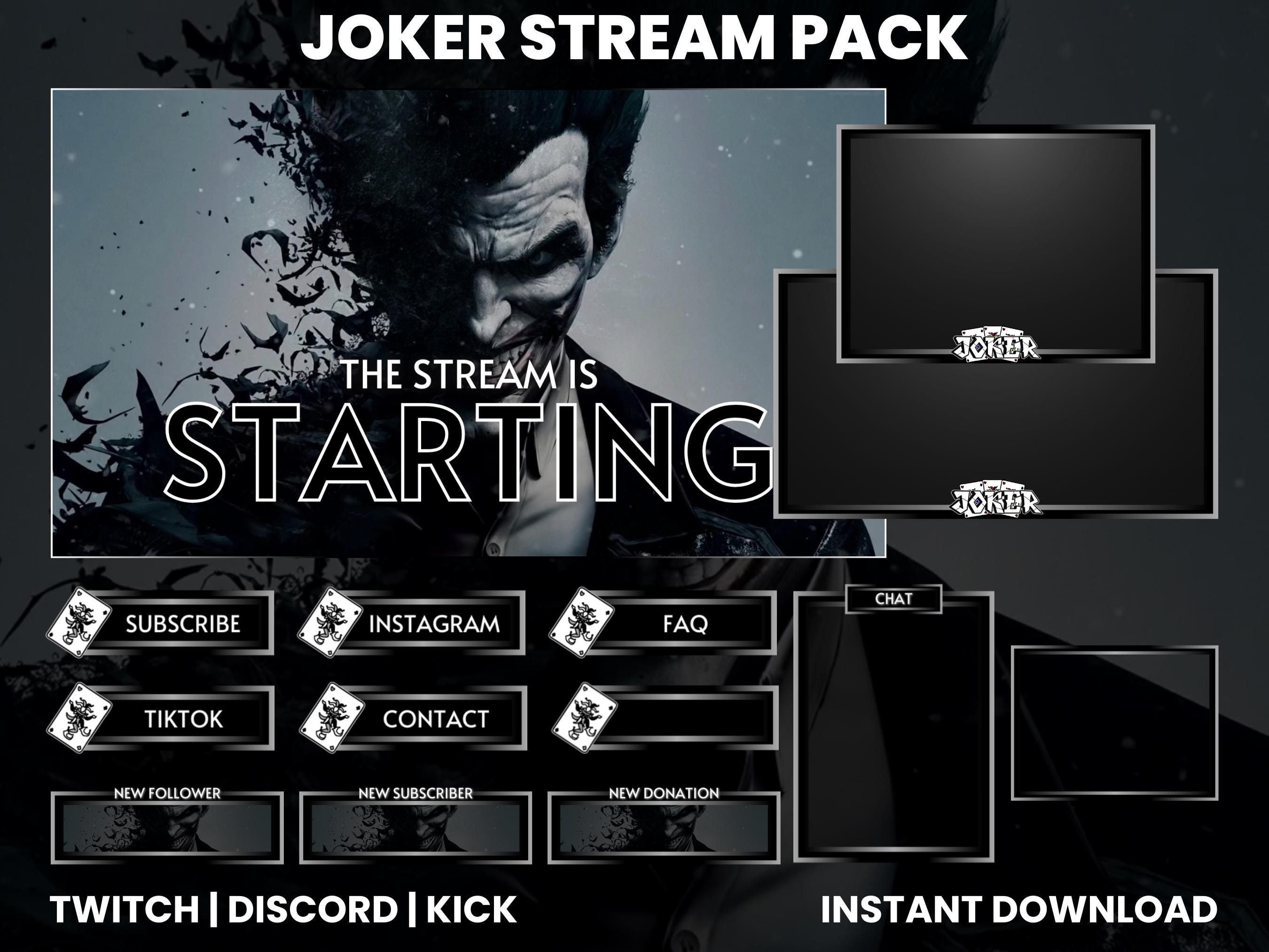 Joker Twitch Stream Pack | Twitch Screen Overlays | Animated Webcam ...