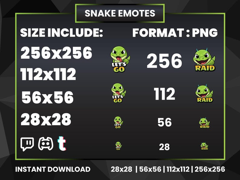 Snake Emotes Pack for Twitch Discord Tiktok Youtube – 24 Funny Reptile ...