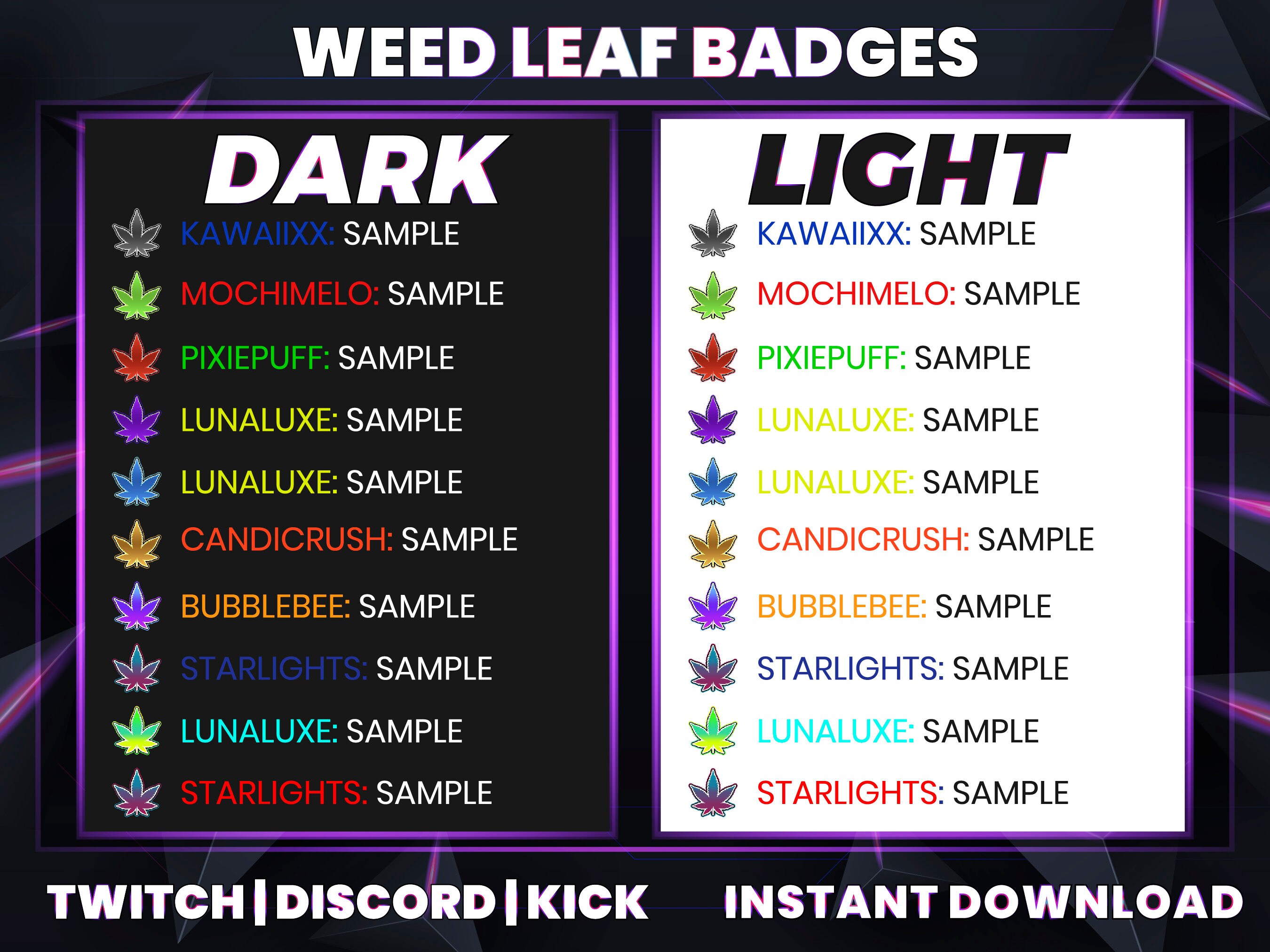 Weed Leaf Twitch Bit Sub Badges for Gamers - Etsy