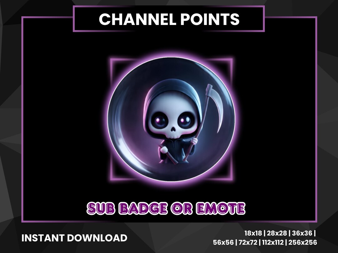 Purple Reaper Channel Points | Cute Grim Reaper Twitch Sub Badges ...