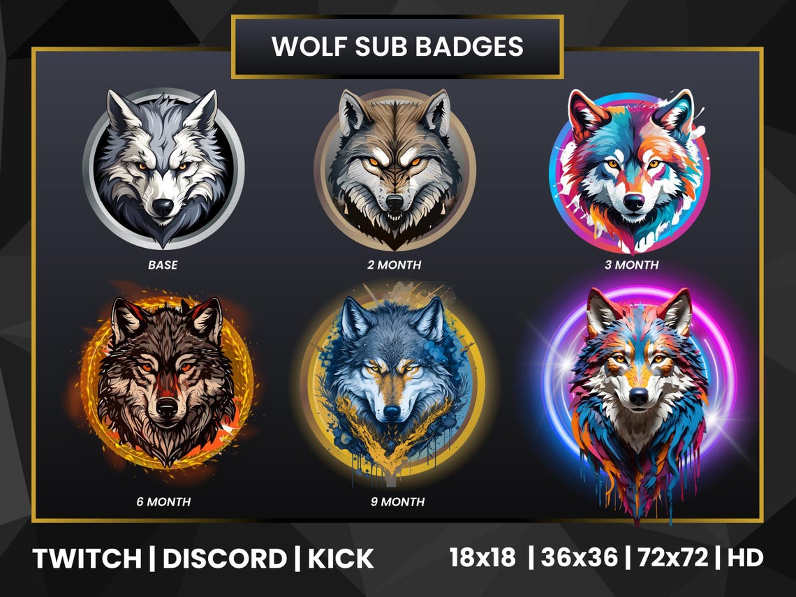 Wolf Bit and Sub Badges for Twitch, Husky Emotes, Werewolf Gaming Icons ...