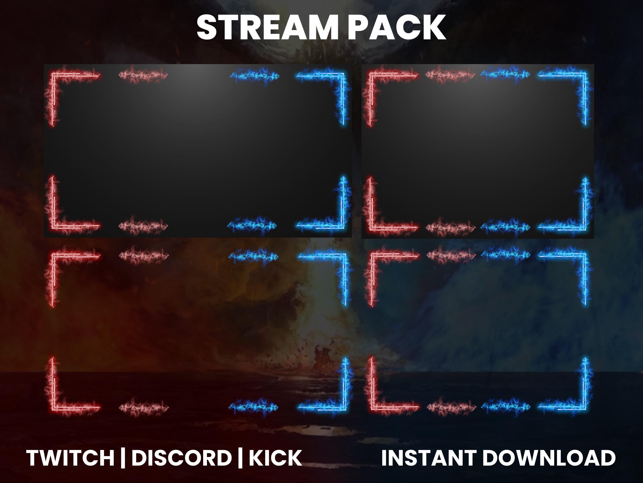 Ice & Fire Twitch Stream Pack Twitch Screen Overlays Animated Webcam ...