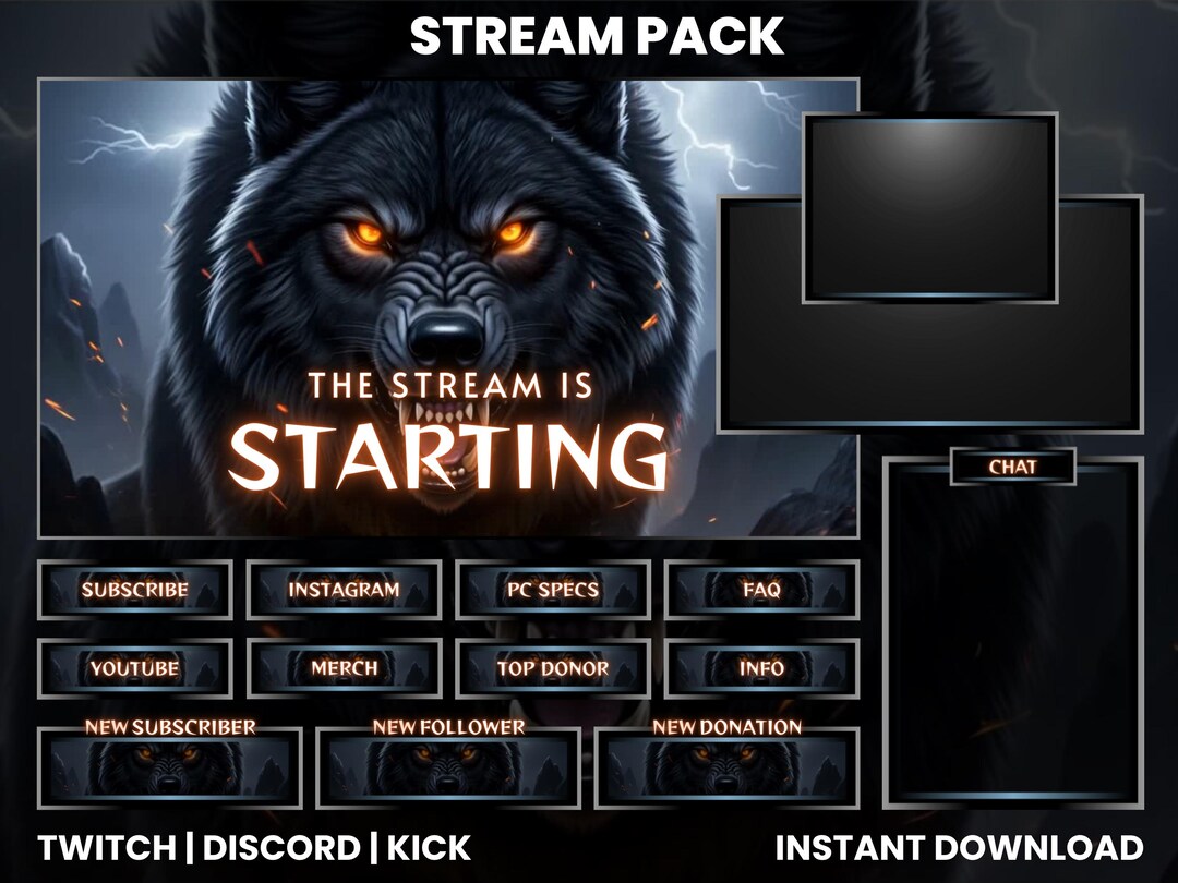 Wolf Stream Pack | Animated Twitch Overlay, OBS, Streamlabs, Starting ...
