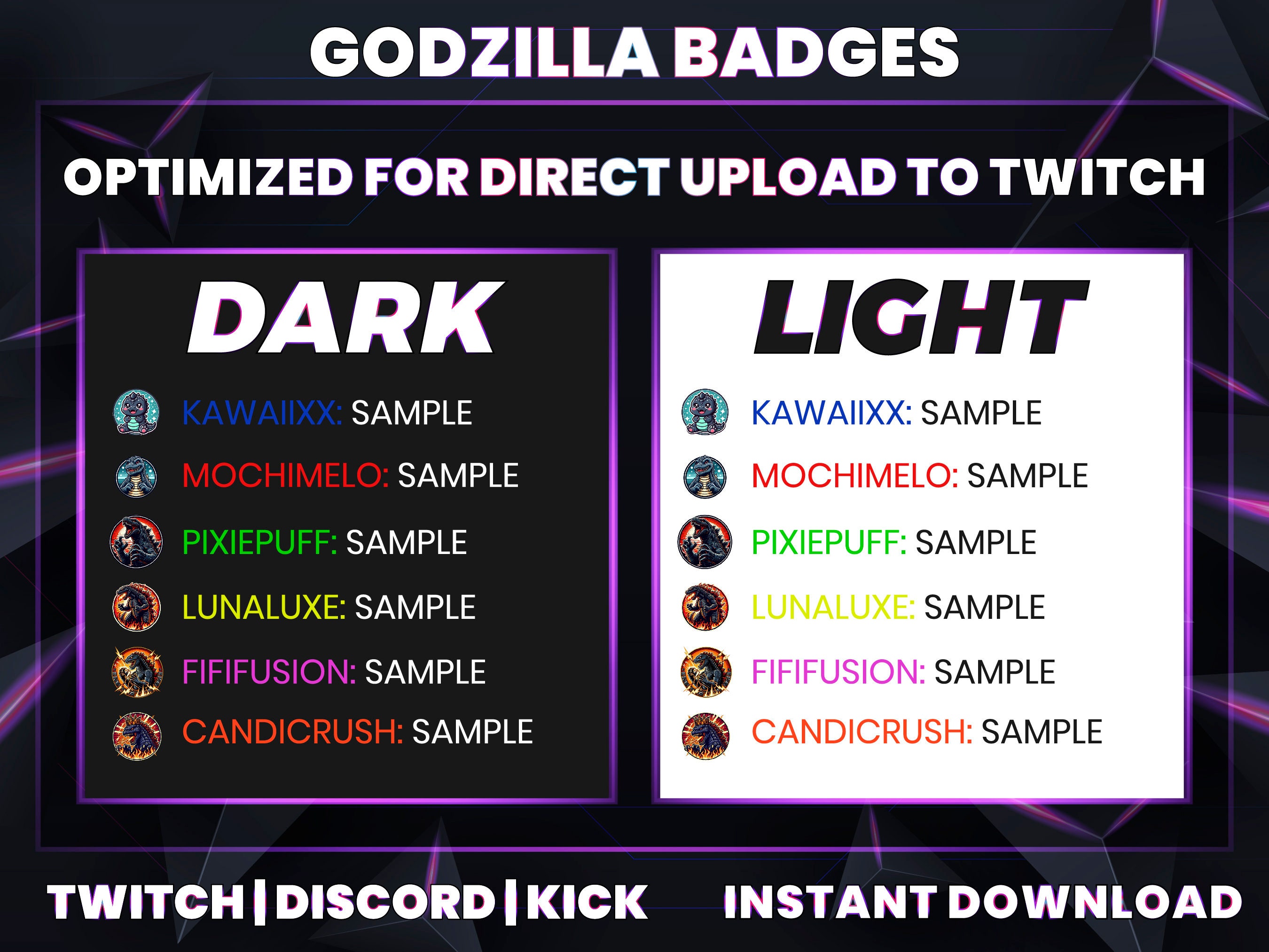 Godzilla Sub Badges Twitch Sub Badges Discord Badges Twitch Bit Badges ...