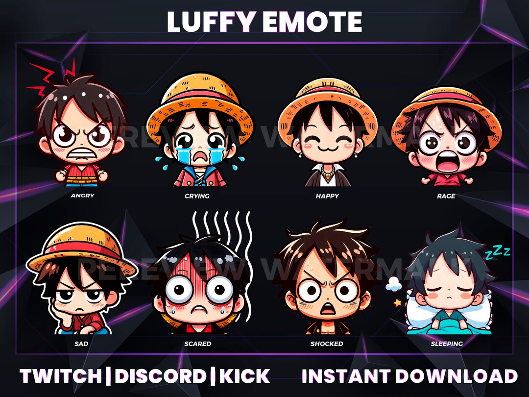 Kid Luffy Emote Badges Twitch Sub Badges Twitch Bit Badges Discord ...