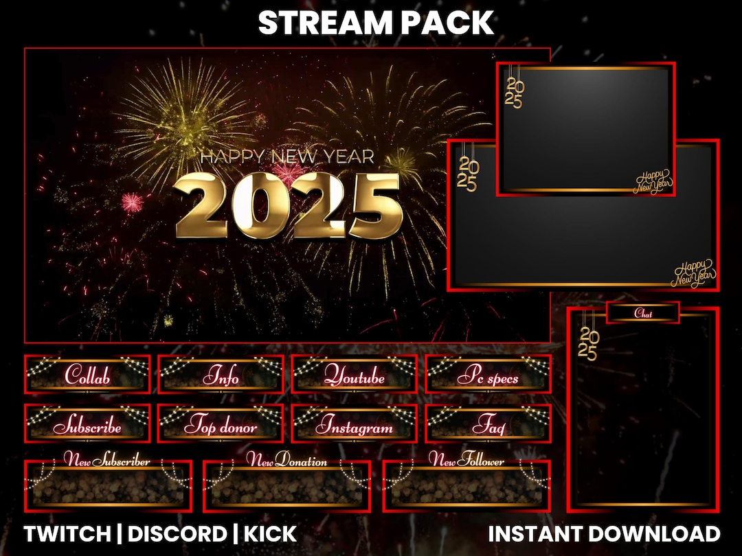 New Year Twitch Stream Pack | 2025 Twitch Stream Pack | Twitch Screen ...